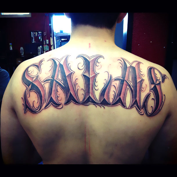 Last Name On Back Tattoo Idea Last Name On Back Tattoo Idea